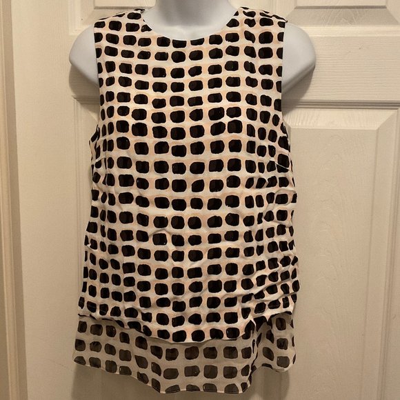 kate spade | Tops | Kate Spade Top Xs White Light Pink Black Dotted ...